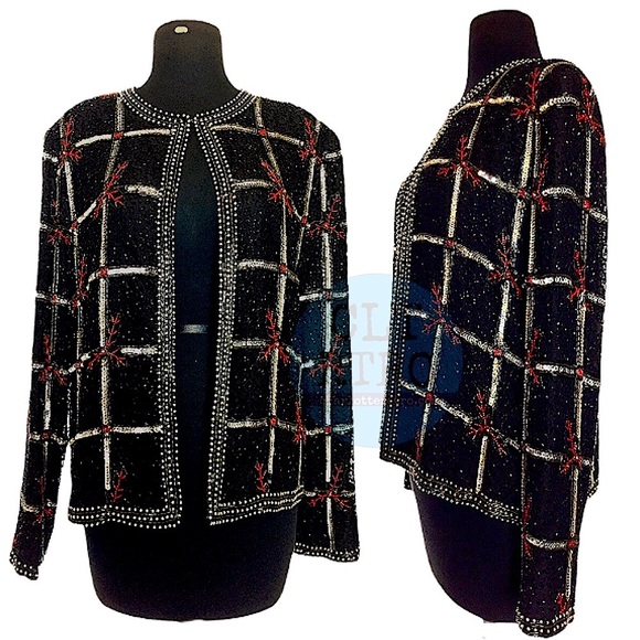 Scala | Jackets & Coats | Vtg Scala Silk Beaded Holiday Jacket | Poshmark
